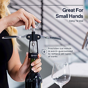 HiCoup Wine Opener - Wing Corkscrew Beer and Wine Bottle Opener w/Winged Grip and Stopper - Easy to Use