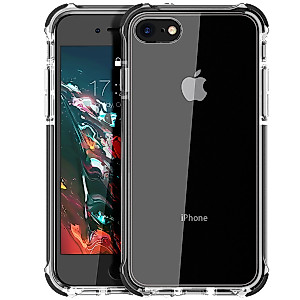 MATEPROX iPhone Se 2022 Case, iPhone SE 2020 case iPhone 8 case iPhone 7 Case Clear Shield Heavy Duty Anti-Yellow Anti-Scratch Shockproof Cover Compatible with iPhone 7/8/SE(Black)