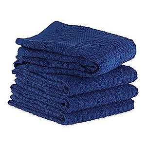 DII Basic Terry Collection Waffle Dishtowel Set, 15x26, Solid Nautical Blue, 4 Piece
