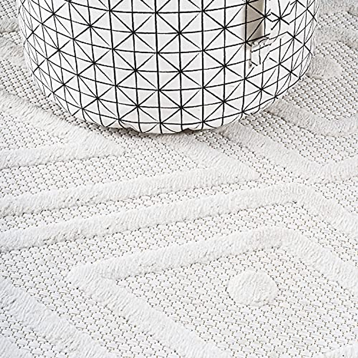 JONATHAN Y IBZ100D-5R Balansat Moroccan Diamond Indoor Outdoor Area-Rug Bohemian Geometric Easy-Cleaning Bedroom Kitchen Backyard Patio Porch Non Shedding, 5' Round, Ivory