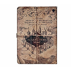 YHB Case for Amazon Fire HD 10 & HD 10 Plus Tablet (11th Generation 2021 Release), Premium PU Leather Folding Stand Multiple Viewing Angles Protective TPU Cover, Marauder's Map Vintage