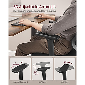 VASAGLE Ergonomic Office Chair, High Back Desk Chair, Mesh Computer Chair with Height Adjustable Lumbar Support, Adjustable 3D Headrest and Armrests, for Home Office, Ink Black UOBN070B21