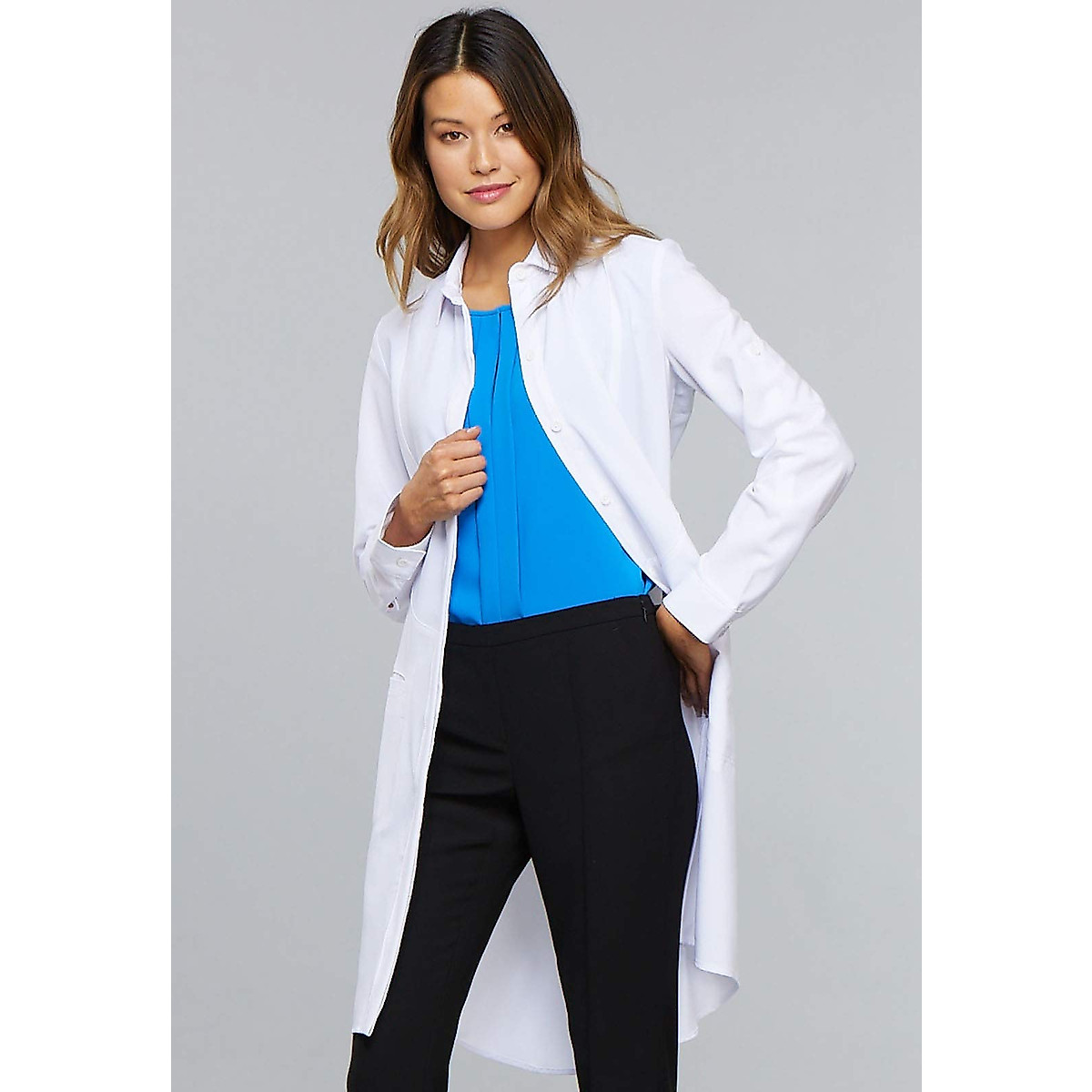 Infinity Cherokee Lab Coat For Woman With 2 Pockets Moisture Wicking & Wrinkle-Resistant Fabric 1401A, XL, White