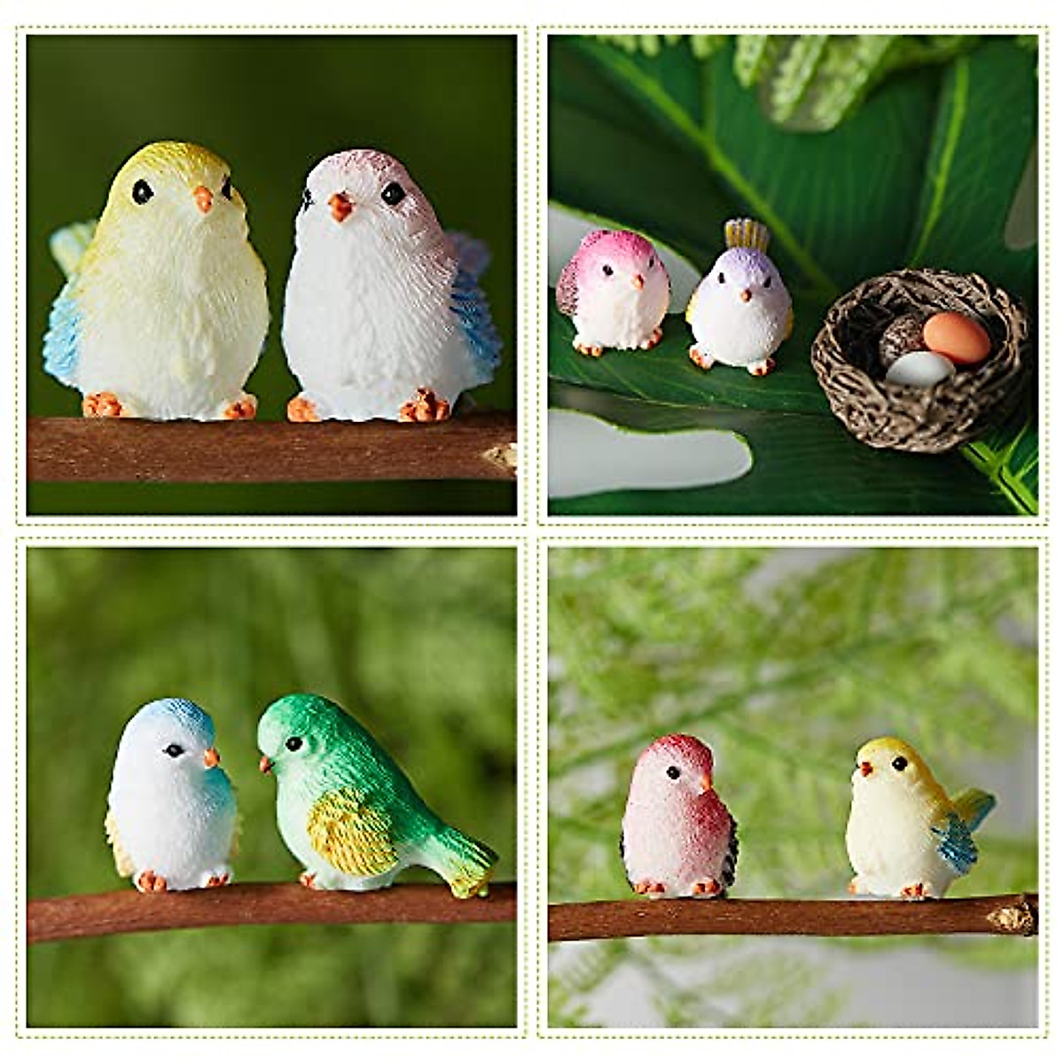 Jetec 30 Pieces Fairy Garden Accessories Bird Decorative Figurines Miniature Bird Figurines for Fairy Garden, Dollhouse Miniature, Cake Topper, Micro Landscape, Yard Bonsai Decal, Home Decoration