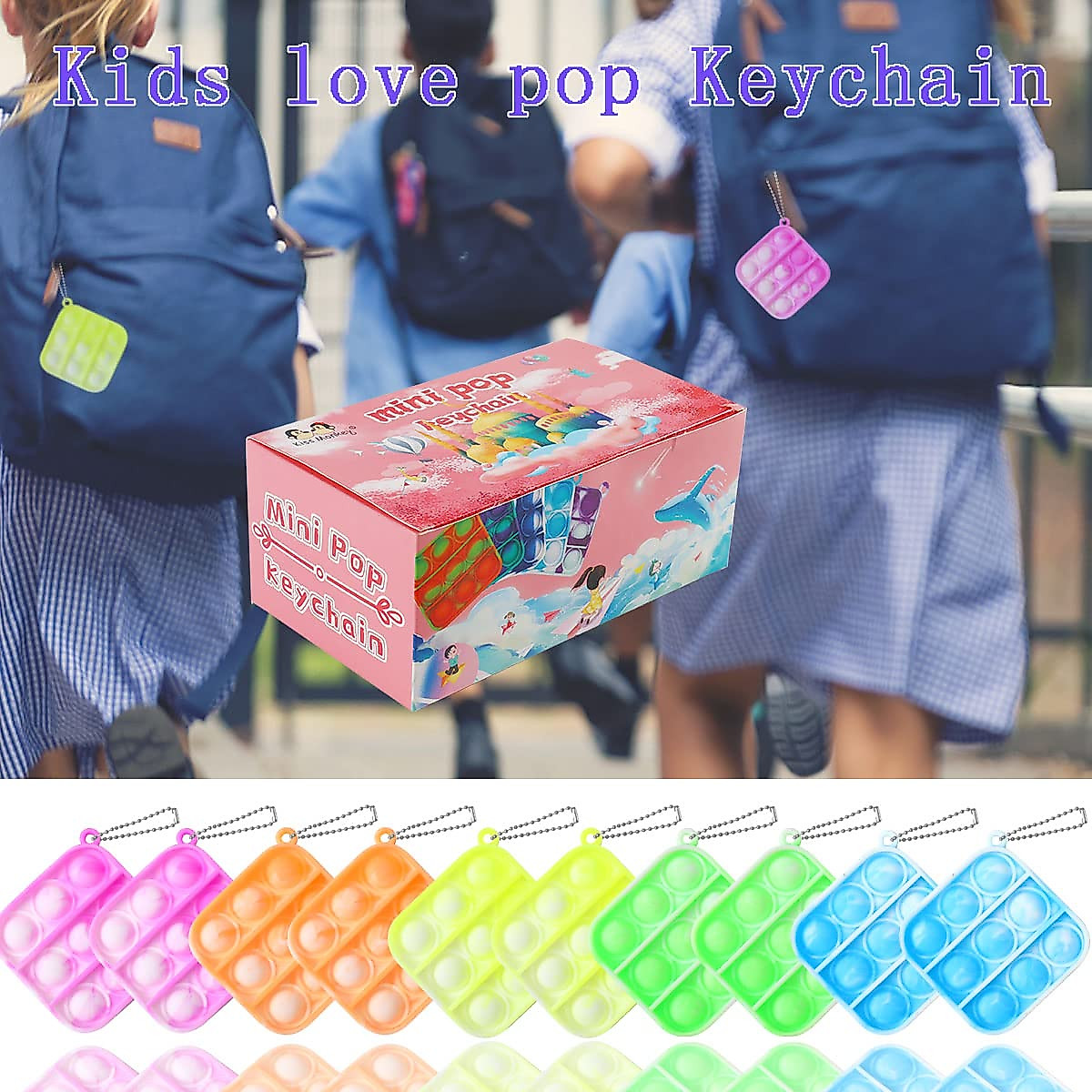 42 PCS Mini Pop Keychain Fidget Toys Bulk,Mini Pop Fidget Party Favors for Kids,Easter Basket Stuffers Mini Pop Toys,School Classroom Prizes for Boy Girls