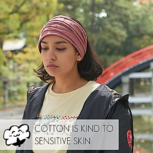 CHARM Wide Headband Bandana for Women - Mens Large Hair Turban Head Wraps Boho Band Black