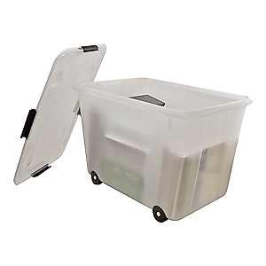 Advantus Rolling Storage Box with Snap Lid, 15-Gallon Size, Clear (34009)