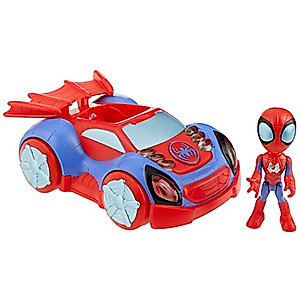 Hasbro Marvel Spidey and His Amazing Friends Glow Tech Web-Crawler Toy Car, with Spidey Action Figure, Preschool Toys, Super Hero Toys for 3 Year Old Boys and Girls and Up, Lights & Sounds