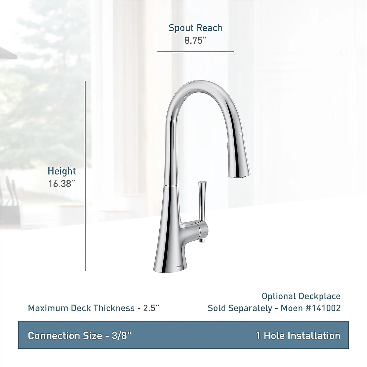 Moen 9126SRS Kurv Collection One-Handle Pulldown Kitchen Faucet Featuring Power Boost and Reflex, Spot Resist Stainless