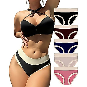 Knowyou High Waisted Underwear for Women Breathable Cute High Cut Panties for Ladies Women's Comfortable Full Coverage Brief