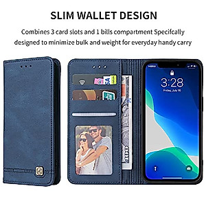 Fansipro Wallet Folio Case for Samsung Galaxy S9 Plus, Premium PU Leather Slim Fit Cover for Galaxy S9 Plus, 2 Card Slots, 1 Transparent Photo Frame Slot, Hardware on Leather, Blue