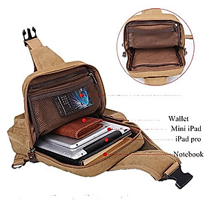 XINCADA Mens Sling Bag Chest Shoulder Bags Canvas Crossbody Backpack Messenger Bag Small Travel Bags