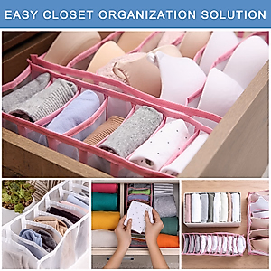 uxcell 2pcs Wardrobe Clothes Organizer, 7Grids Jeans Drawer Organizer for Folded Clothes Jeans Pants Sweater T-shirts Underwear, White