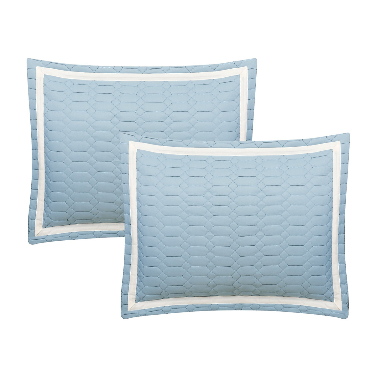 Chic Home Faige 3 Piece Duvet Cover Set Hotel Collection Two Tone Banded Print Zipper Closure Bedding - Decorative Pillow Shams Included Queen Blue