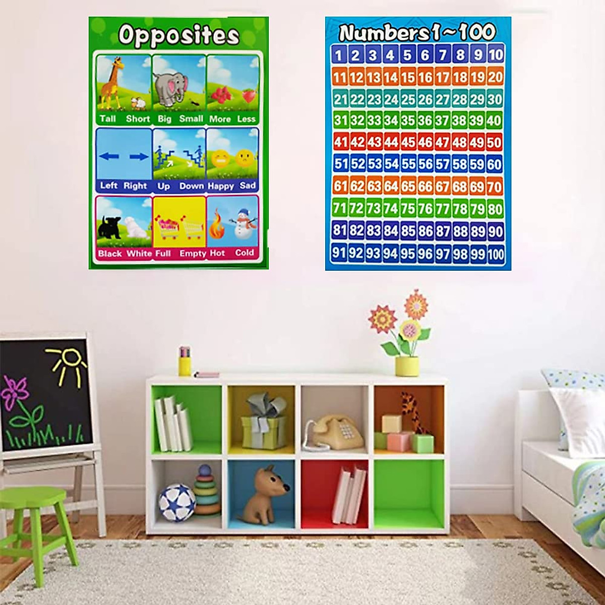 Math Educational Posters for Kids,Laminated Math Charts with Tape for Children Kids Homeschool Elementary and Middle School Teach,Multiplication Table,Addition,Place Value,Shapes,Fractions (13 Pack)