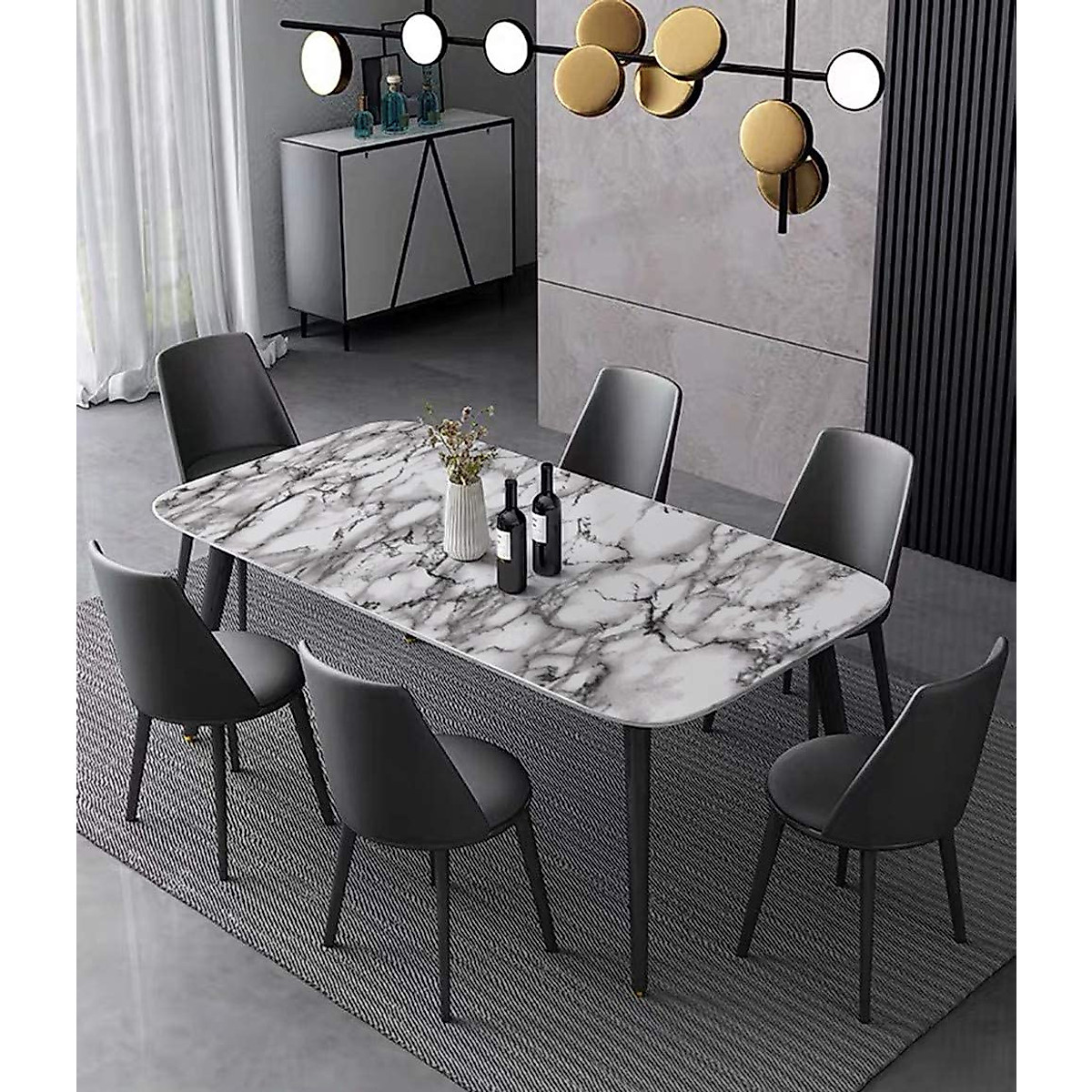 Yancorp 16"x394" White and Black Contact Paper Easily Removable Countertops Black and White Marble Wallpaper Self-Adhesive Peel and Stick Backsplash Vinyl Kitchen(White Black, 11.8"x120")