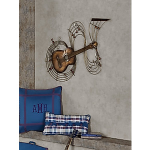 Touch of Class Within The Music Guitar Metal Wall Art - Brushed Bronze - Lines of Musical Notes in Shades of Copper and Silver - Hanging Music Decor Sculptures for Studio