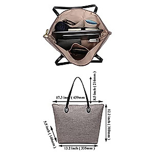 NNEE Water Repellent Light Weight Nylon Polyester Tote Bag Teacher Handbag - Medium, Brown