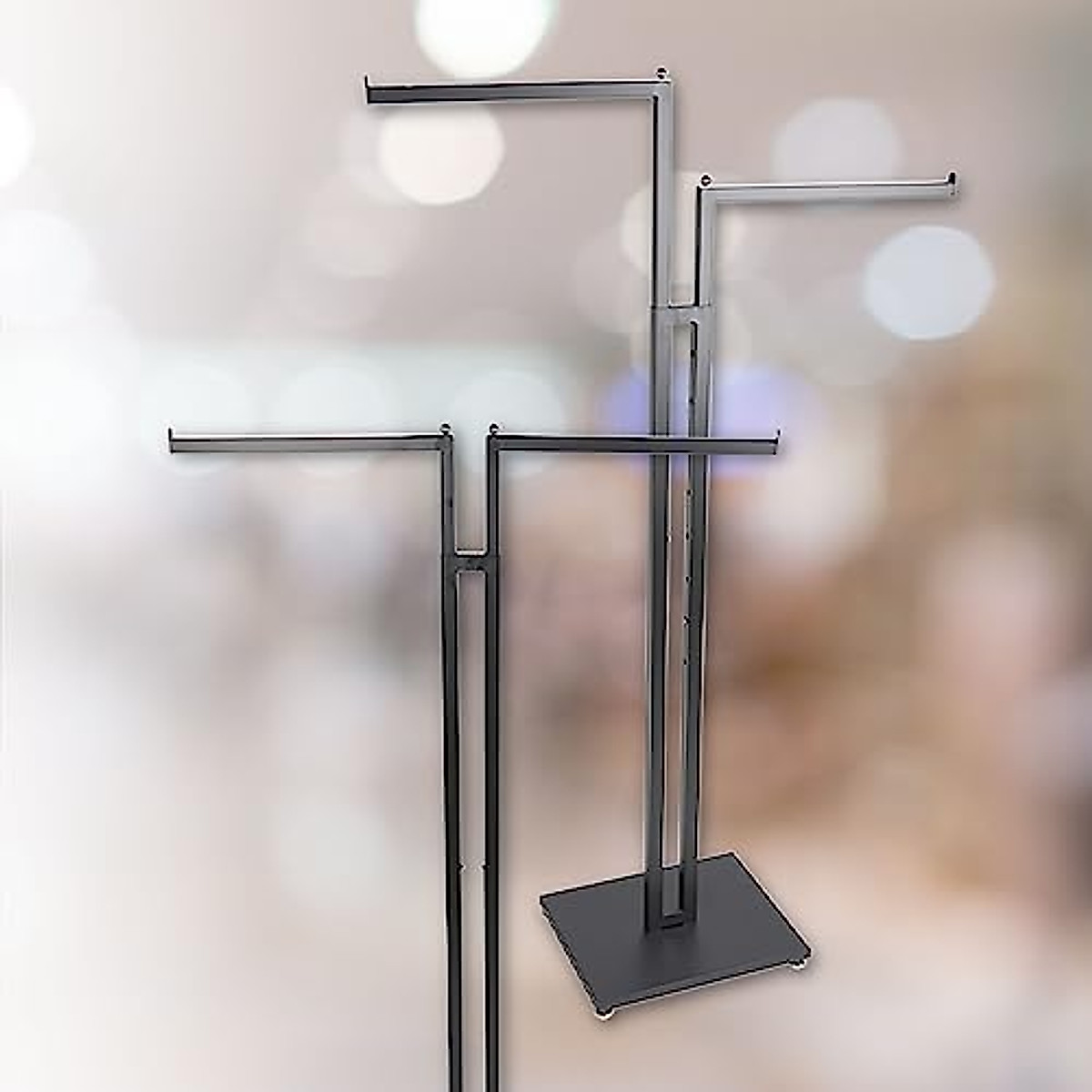 Black 2-Way Clothing Rack with Straight Arms and Chrome Accents ...