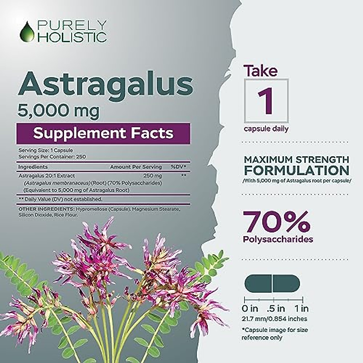 Astragalus Capsules 5,000 mg - 250 Capsules, 8+ Month Supply - Superior Strength Astragalus Root Extract 20:1 - Non GMO, Vegetarian & Vegan Friendly - Supports the Immune System & Cardiovascular