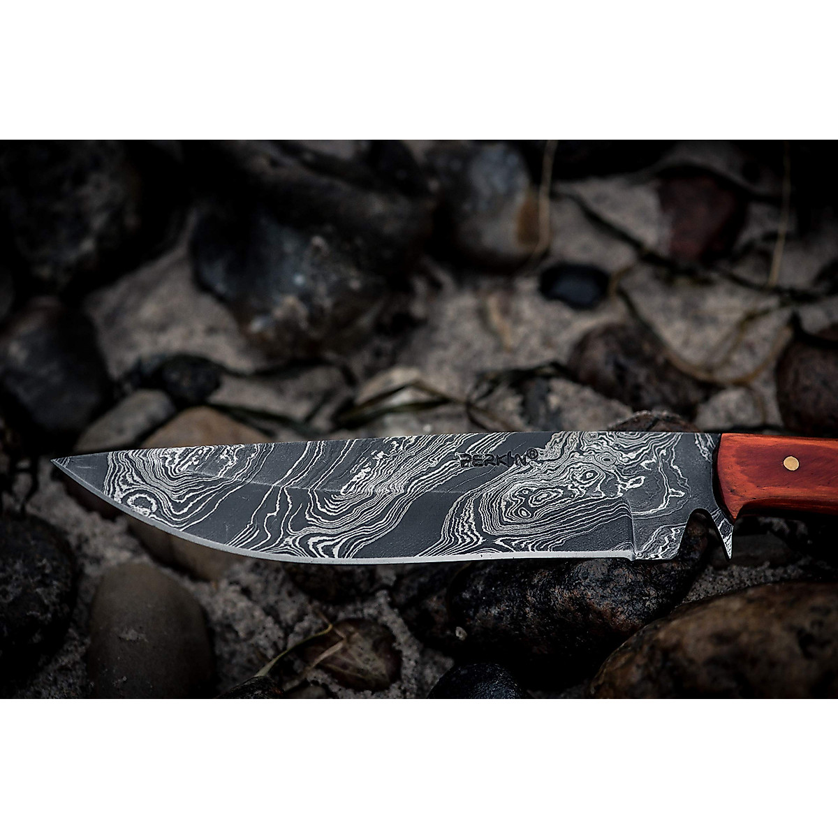 Perkin Hunting Knives 12 Inches Damascus Steel Knife Full Tang Fixed Blade Knife FBE111