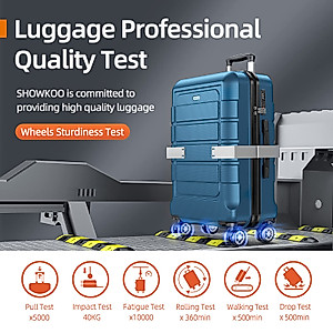 SHOWKOO Luggage Sets Expandable PC+ABS Durable Suitcase Sets Double Wheels TSA Lock 4 Piece Luggage Set Navy