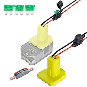 Power Wheel Adapter for Ryobi 18V Battery with 30A Fuse & Wire terminals, Power Connector for Rc Car, 14 Gauge Robotics, Rc Truck, DIY, Work for Ryobi 18V P108 P107 P102 P100 Li-ion & Ni-Cd Battery