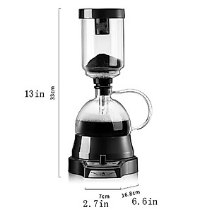 JITEM Cafetera Syphon Vacuum Coffee Maker Glass Electric Siphon Pot Knob Operation 360° Base Keep Warm 500W 400ML Manual Preparation Mode for Coffee or Tea