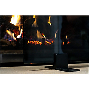 AMS Fireplace - Glass Screen Stainless Steel Bracket/Feet - Glass Hardware Holds 3/8" - 1/2" Thickness – Black Color for Fireplace Glass Protector Helps Glass Stand Up for Safety in Your Home