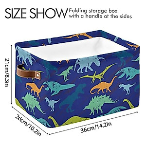 Dino Dinosaur Storage Basket Bins Foldable Laundry Hamper Toy Storage Bins Box Organizer for Pet Books Clothes Makeup Nursery Closet Office,1 pcs