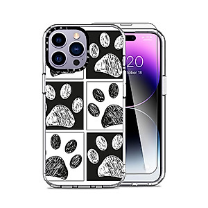 Waldeal Dog Paw Phone Case for iPhone 14 Pro Case, Anti-Scratch Hard Back Built-in TPU Bumper Shockproof Protective Cover for iPhone 14Pro Case