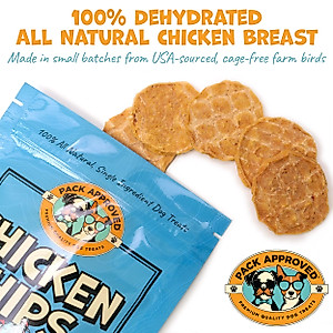 Pack Approved Chicken Chips for Dogs - Crunchy Chicken Dog Treats for Training - Single Ingredient Dog Treat - Dried Chicken Treats for Dogs - 100% Chicken Breast Dog Treats, All-Natural - 12oz