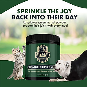 Pure Green Lipped Mussel Powder for Dogs and Cats - 100% New Zealand Green Lipped Mussels - Anti Inflammatory Supplement & Vitamins to Help Your Pet Deal with Arthritis, Joint Pain Relief - 150 Grams