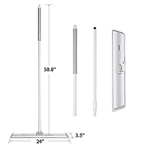 BOOMJOY Microfiber Mop for Floor Cleaning with 4 Pads, Mop for Hardwood Floor, 24" Widened Aluminum Head, Dust Mop for Laminate & Tile, Wooden Cleaning