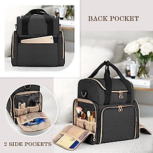 LUXJA Travel Makeup Bag with 2 Removable Cases, Cosmetic Bag with Multiple Storage Sections (Patent Pending), Black