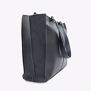 MERSI Paloma Carry-All Tote Purse - Vegan Leather Tote Bag With Convertible Luggage Sleeve & Removable Shoulder Strap - Black