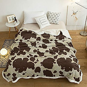 CosyBright Throw Blanket Warm Fuzzy Plush Cowhide Cow Print Fleece Blanket Lightweight Blankets Full Size- Super Soft for Sofa Bed Couch All Season- Graffie