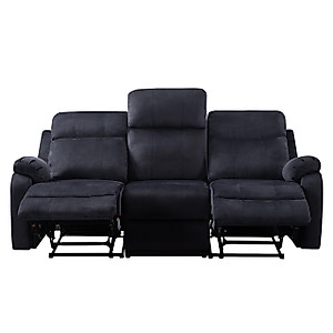 LCH 3-Seater Sectional, Leather Loveseat Lounge Chair, Set Reclining Couch Sofa for Living Room (Black)
