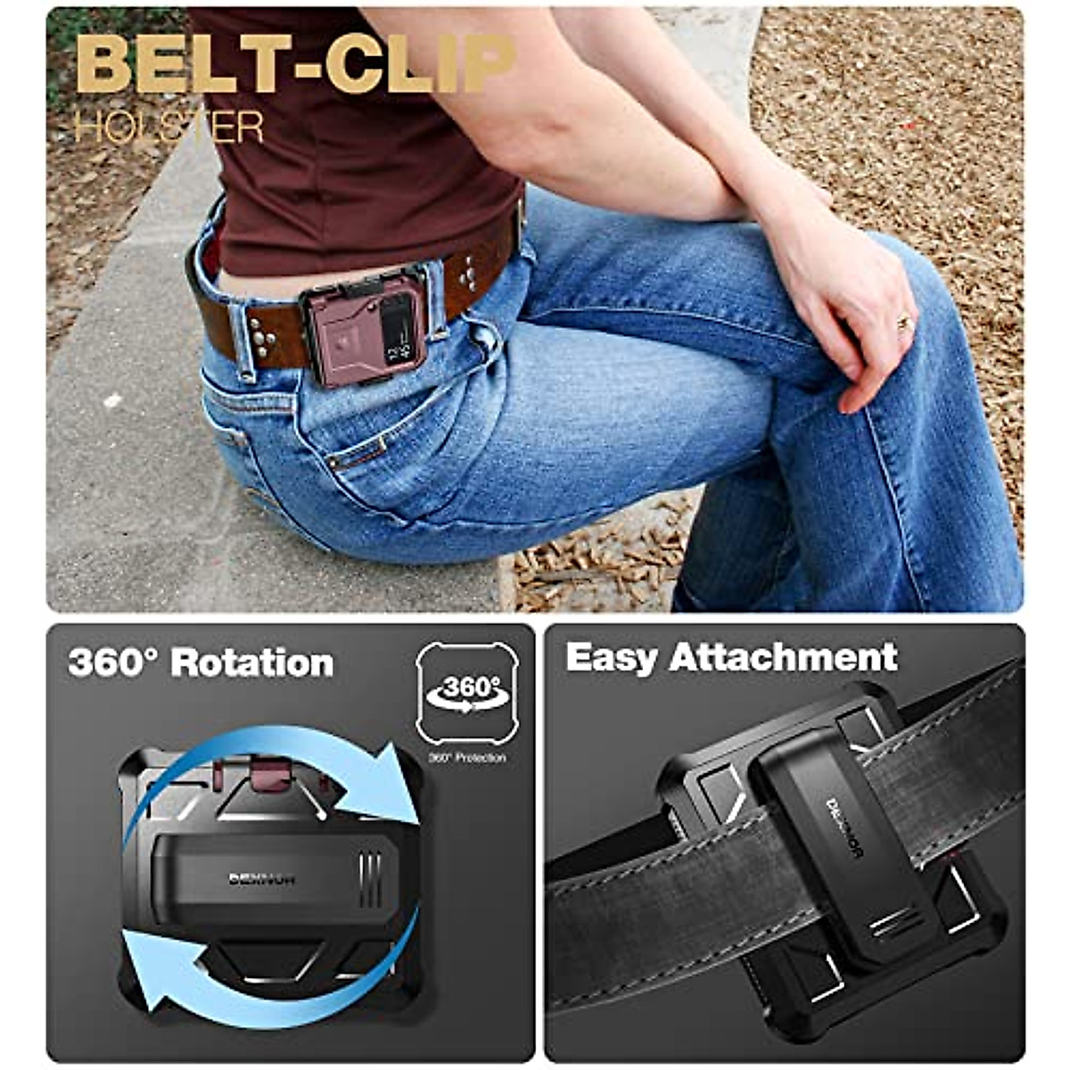 Dexnor Shockproof Case for Samsung Galaxy Z Flip 3 5G,Rugged Bumper Protective Case with Foldable Kickstand, Holster Cover with 360°Rotatable Belt Clip,Maroon Red