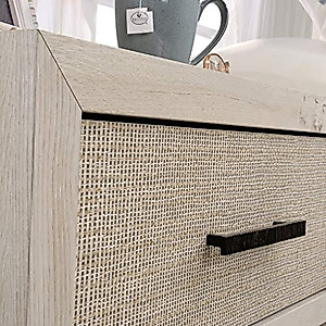 Sauder Pacific View Wood and Metal Nightstand in Chalked Chestnut Oak