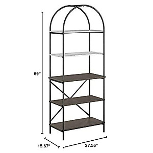 CosmoLiving by Cosmopolitan Vivinne 5 Shelf Oak Bookcase, Gray (Wood Grain)