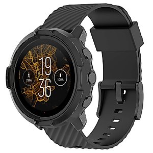 Disscool Silicone Case for Suunto 7 GPS Sports Smart Watch, Soft Anti Drop Protective Skin for Suunto 7 GPS Sports Smart Watch (Black)