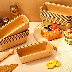 Mifoci 25 Pcs Paper Loaf Pans for Baking Easy Kraft Paper Bread Baking Pans Disposable Paper Baking Loft Mold for Microwave Freezer Oven Safe Display(Rectangle)
