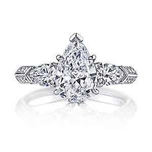 Ayafee 2.35 Carat (ctw) Pear Cut Moissanite Engagement Rings, 925 Sterling Silver 10K 14K 18K Gold 3-Stone Engagement Ring for Her Teardrop Promise Ring Size 4-12 - Sterling Silver