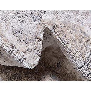 Rugs.com Oregon Collection Rug – 4 Ft Square Ivory Low-Pile Rug Perfect for Living Rooms, Kitchens, Entryways