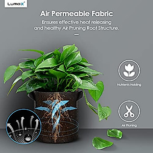 Lumo-X Grow Bags 15 Gal 5 Packs with Heavy Duty Thickened Nonwoven Fabric and Handles for Indoor&Outdoor Garden Plants, Vegetable, Flowers, Potato (1 Pack Pruning Snips Included)