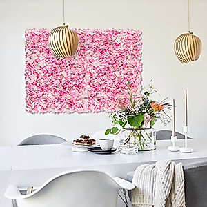 Flower Wall Panel Set, U'Artliens Artificial Wall Flower Backdrop 24x16 Inch 3D Silk Hydrangea Rose Floral Panel for Photo Background Home Party Wedding Backdrop Decoration (2pcs, Pink)