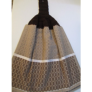 Crocheted FULL Towel Shades of Brown Kitchen Towel with Dark Brown Yarn