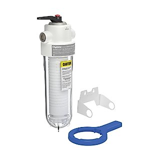 HYDROVOS 10-Inch Whole House Water Filter System, NSF Certified Reduces Sediment, Features 3/4” Stainless Steel Ports, Built-in Pressure Relief and Bypass Valve, One 5-Micron Water Filter Included