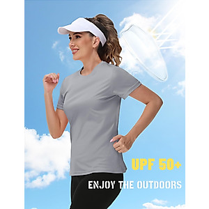 TACVASEN Womens Short Sleeve Shirts Athletic Workout Tops UPF 50+ Rash Guard Running Crew Neck Summer T-Shirts Light Grey M